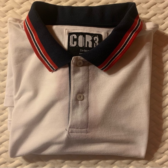 COR 3 | Shirts | Cor3 Mens Polo Short Sleeve Solid White With ...